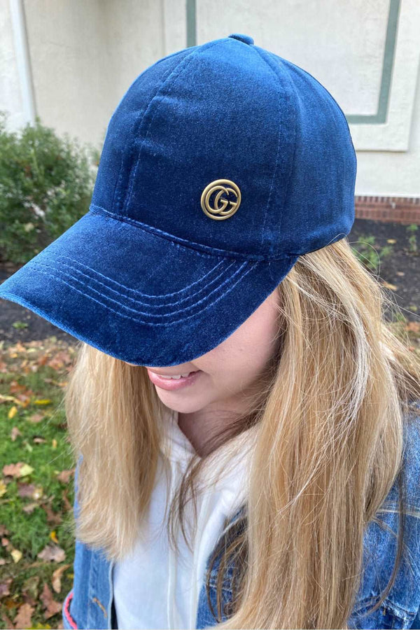 Up-Cycled Button on Velvet Cap